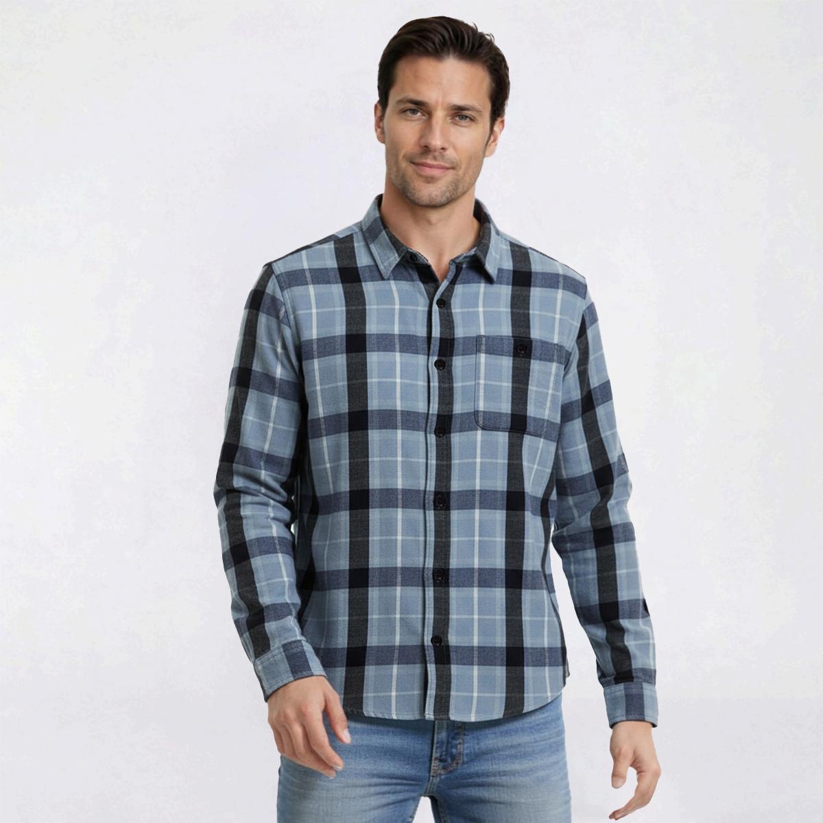 Click here for Mens Hallstatt Distressed Twill Flannel Shirt - Bl... prices